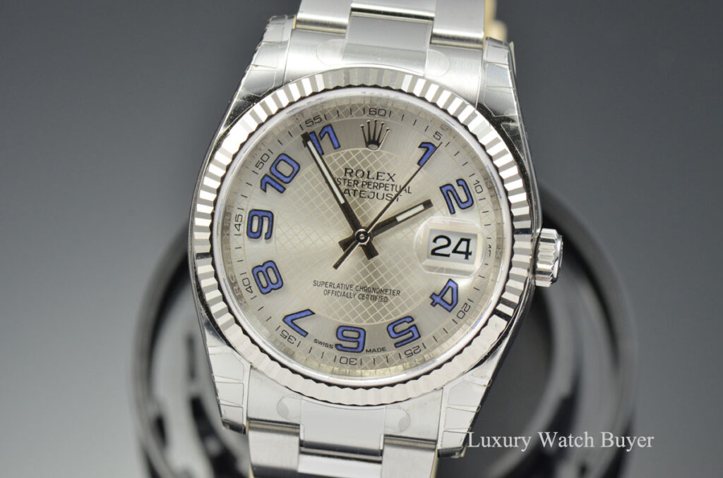 NEW Rolex Datejust 36MM 18K White Gold & Stainless Steel Deco Diagonal ...