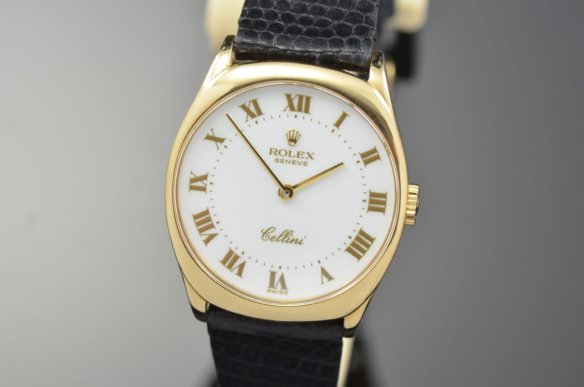 Ladies Rolex Cellini 18K Yellow Gold Manual Wind White Roman Dial 24MM ...