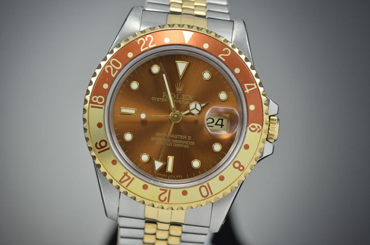 Mens Rolex GMT-Master II “Root Beer” Brown Dial 18K Yellow Gold ...
