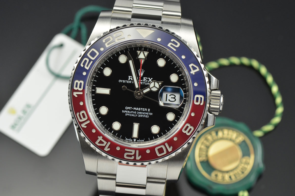 2022 Mens Rolex GMT-Master II Pepsi Blue & Red Ceramic Stainless Steel ...