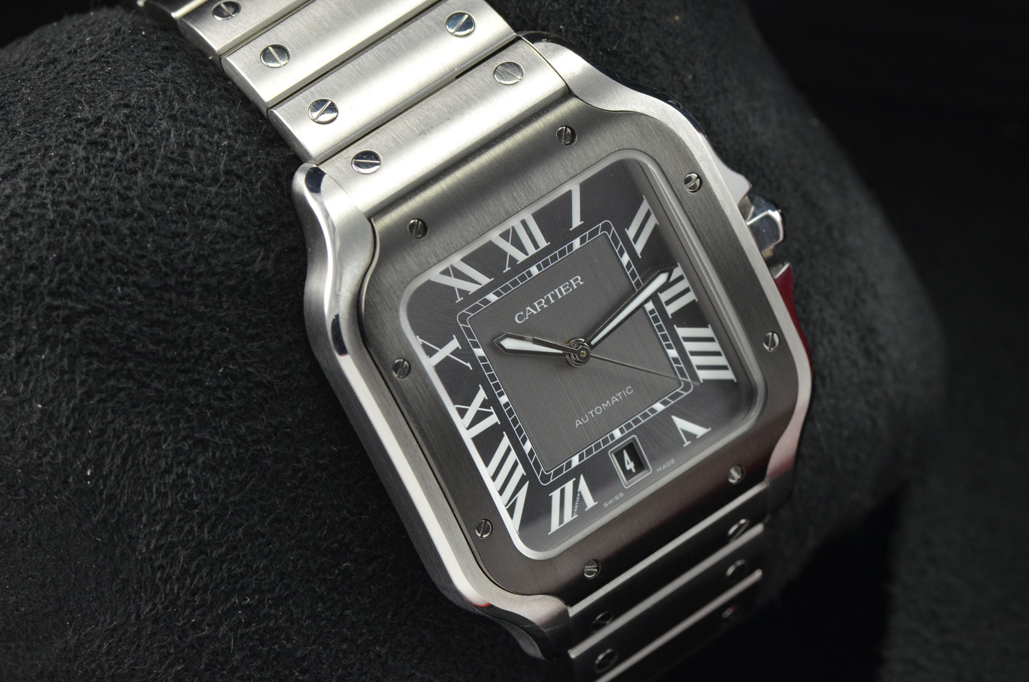 2022 Mens Cartier Santos Large Automatic Grey Dial Stainless Steel ADLC ...