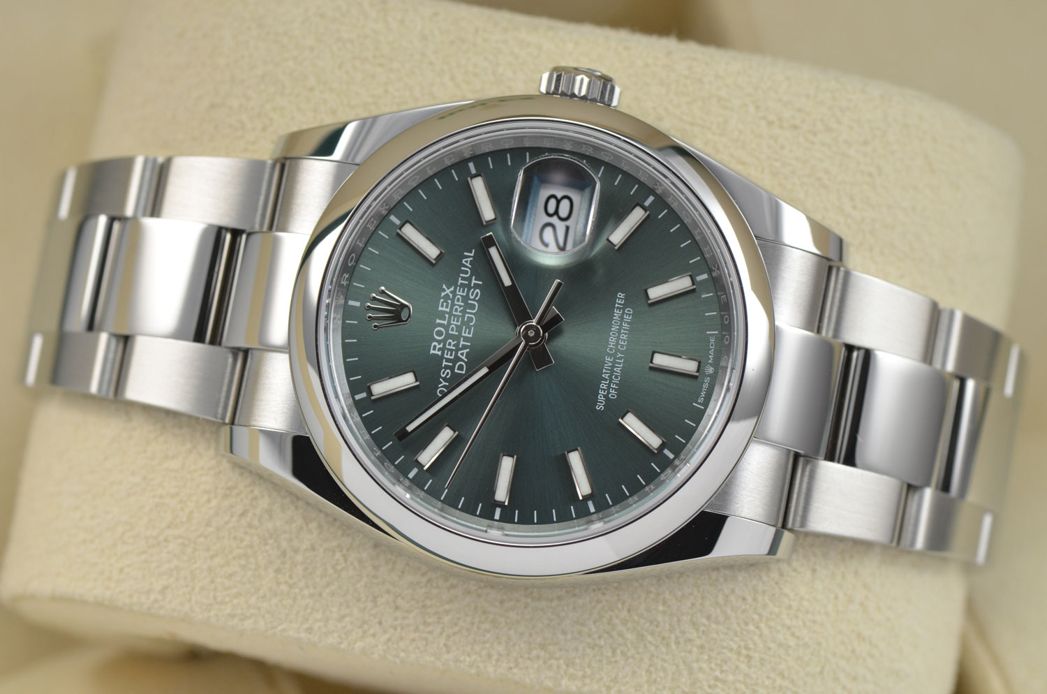 2022 NEW Mens Rolex Datejust 36MM Mint Green Index Dial Stainless Steel ...