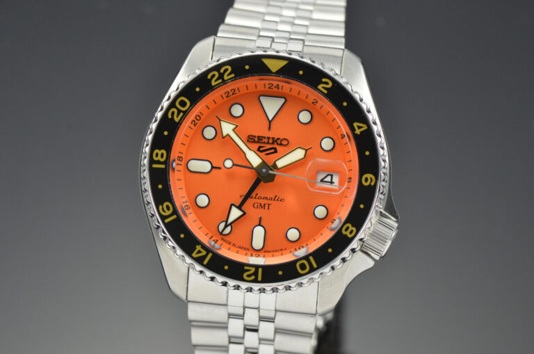 Mens Seiko 5 Sports SKX GMT Orange Dial Stainless Steel Automatic 42 ...