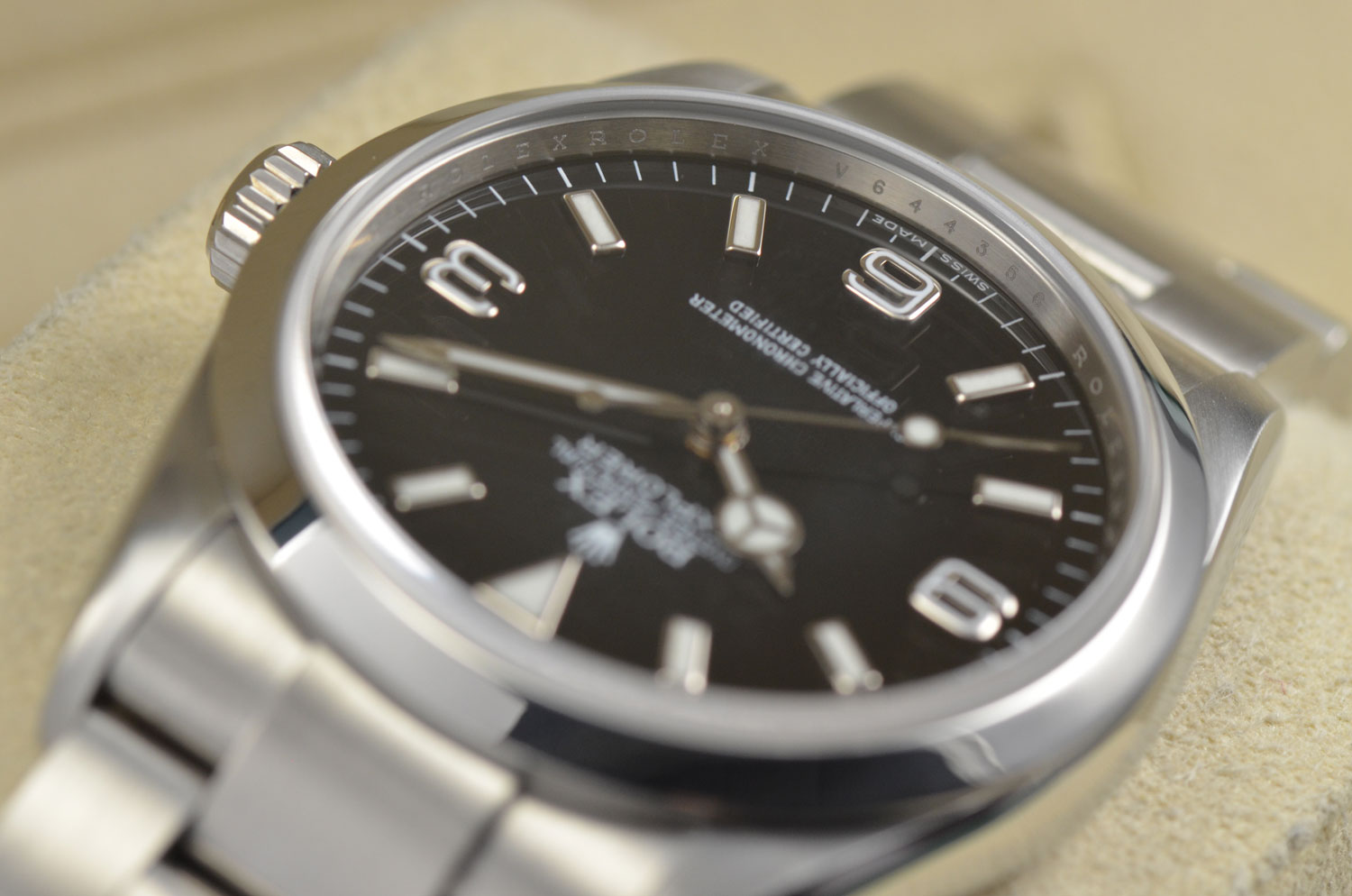 2010 Rolex Explorer I Steel Automatic Black Dial Watch Engraved Rehaut ...