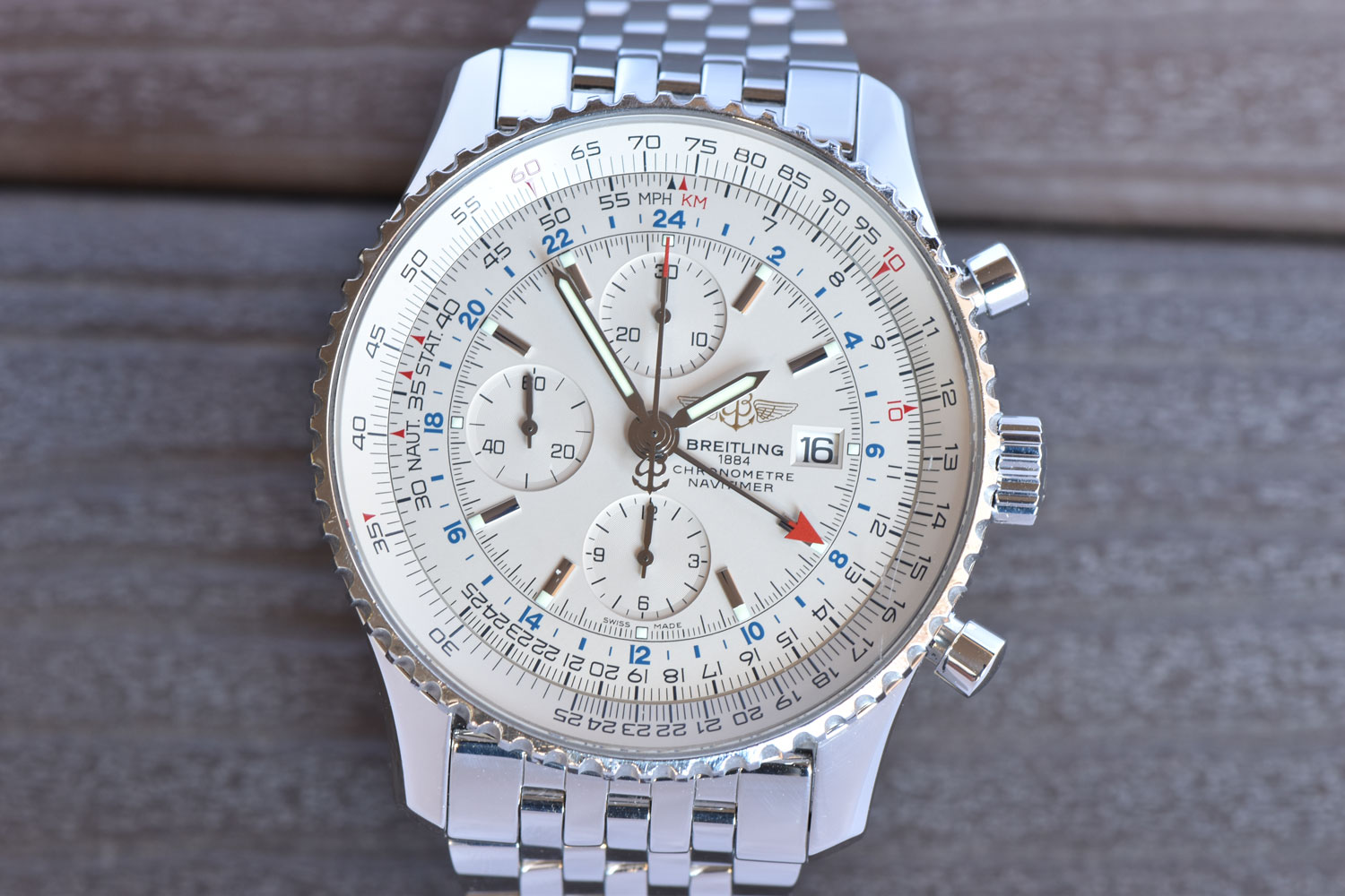 2017 Mens Breitling Navitimer World GMT Chronograph Stainless Steel ...